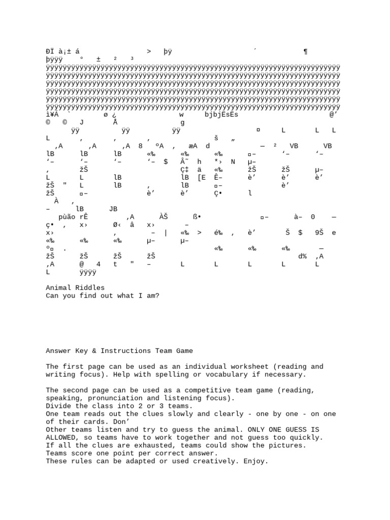 Animal Riddles 1 Easy | PDF | Mouse | Lion