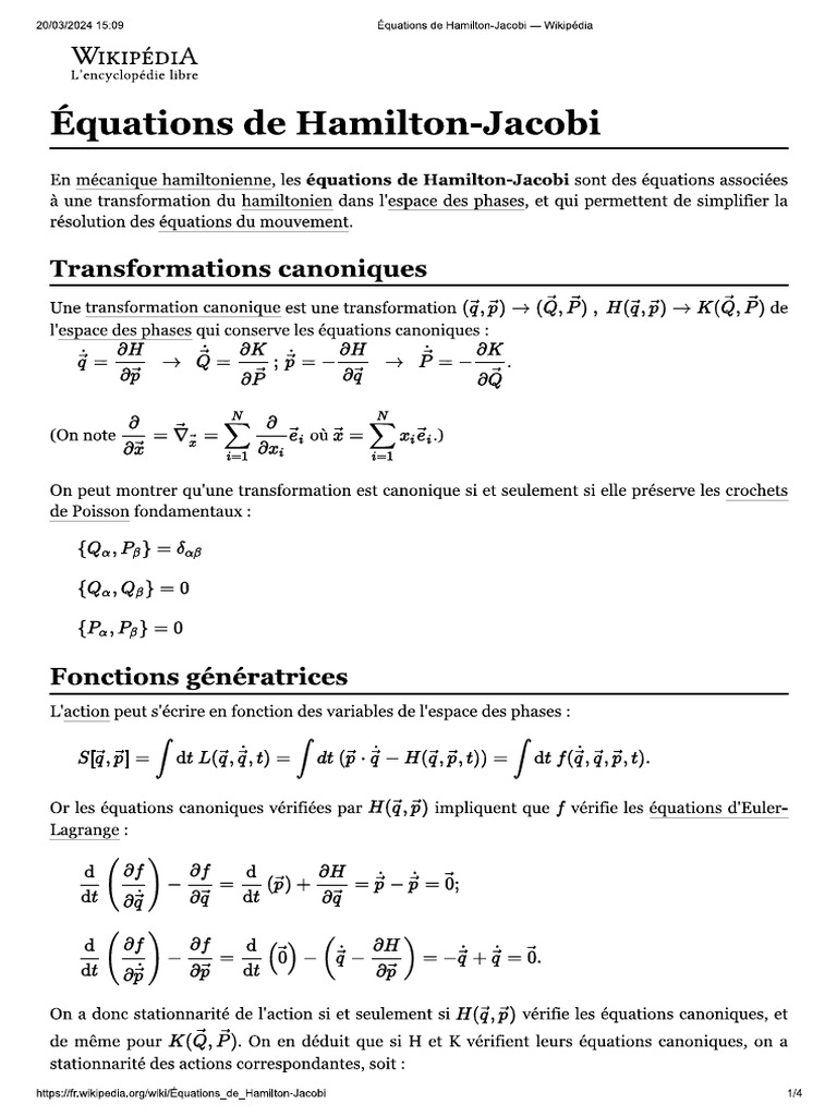 Equationnde Hamilton Jacobi | PDF