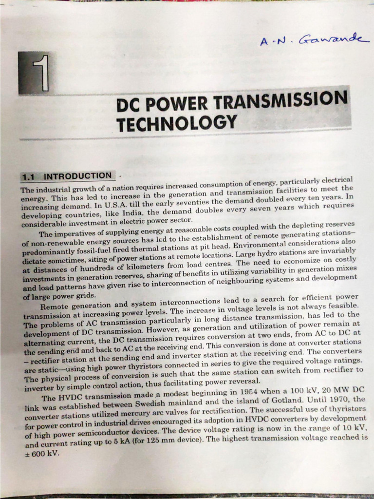 Unit 1 DC Power Transmission Technology | PDF