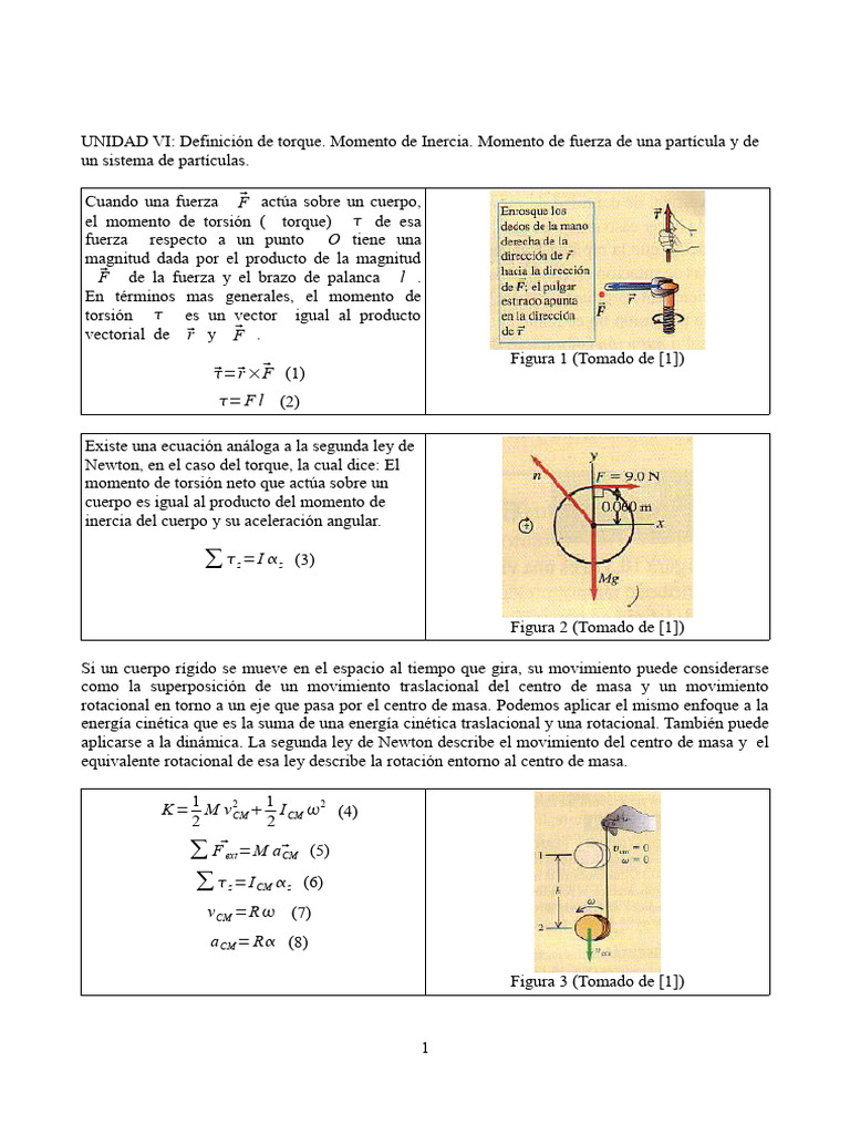 Unidad VI Torque e Inercia | PDF | Esfuerzo de torsión | Física