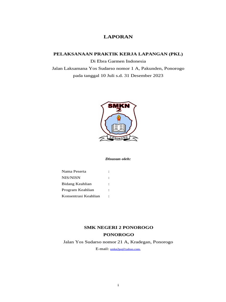Format Laporan PKL 2024 | PDF