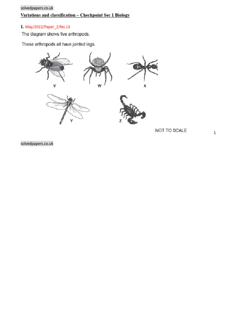 2022 17 Variations and Classification Checkpoint - Sec - 1 Biology | PDF