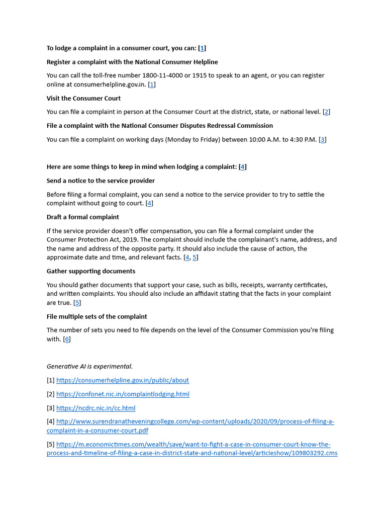 To Lodge A Complaint in A Consumer Court | PDF