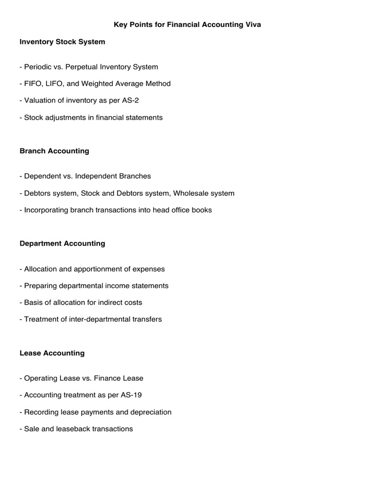 Financial Accounting Viva Key Points | PDF