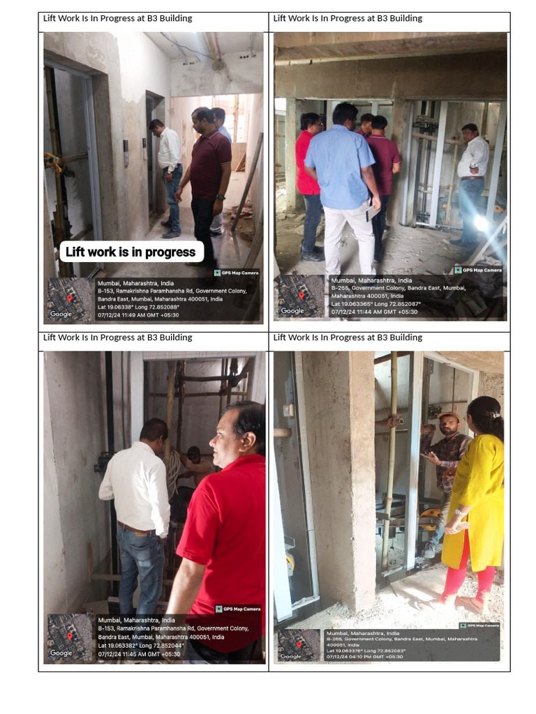 Lift Work is in Progress at B3 Building on Date 07 DEC 2024 | PDF