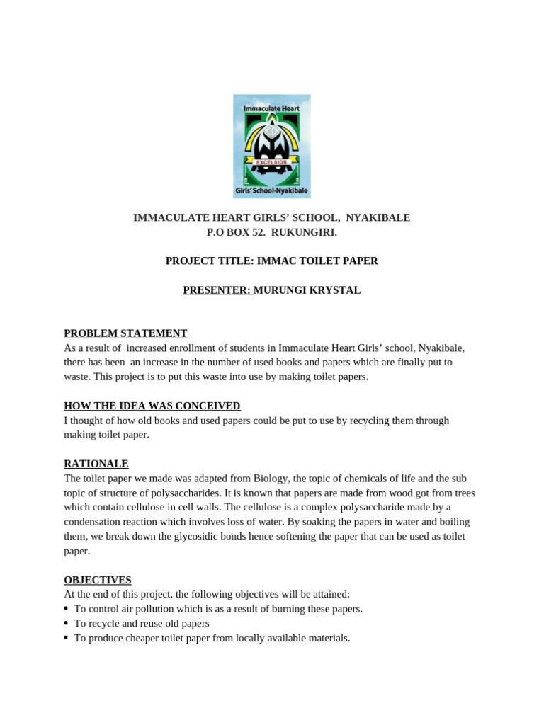 IMMAC TOILET PAPER | PDF | Paper | Water