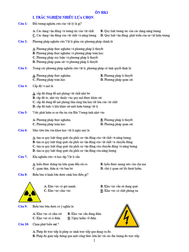 Dapan On Thi VL10 | PDF