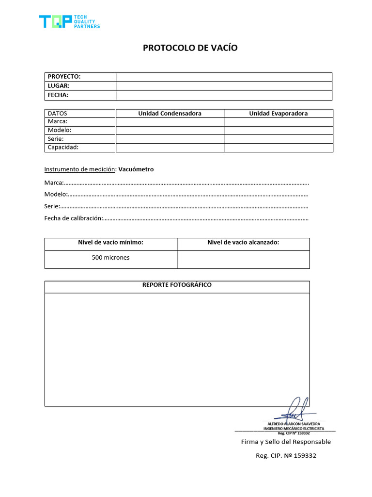 Protocolo de Vacío | PDF