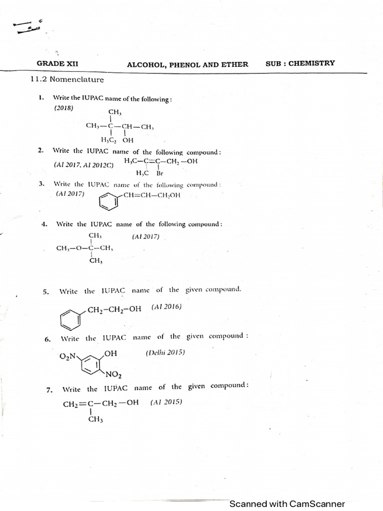 Alcohol Phenol and Ether | PDF