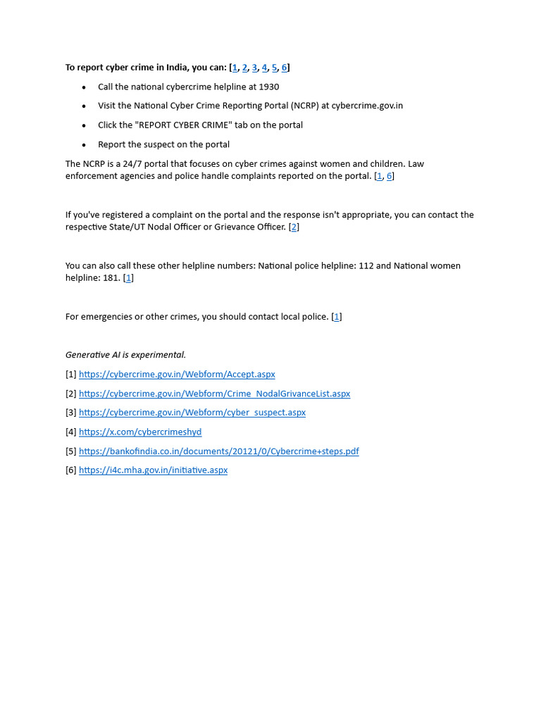 To report cyber crime in India | PDF