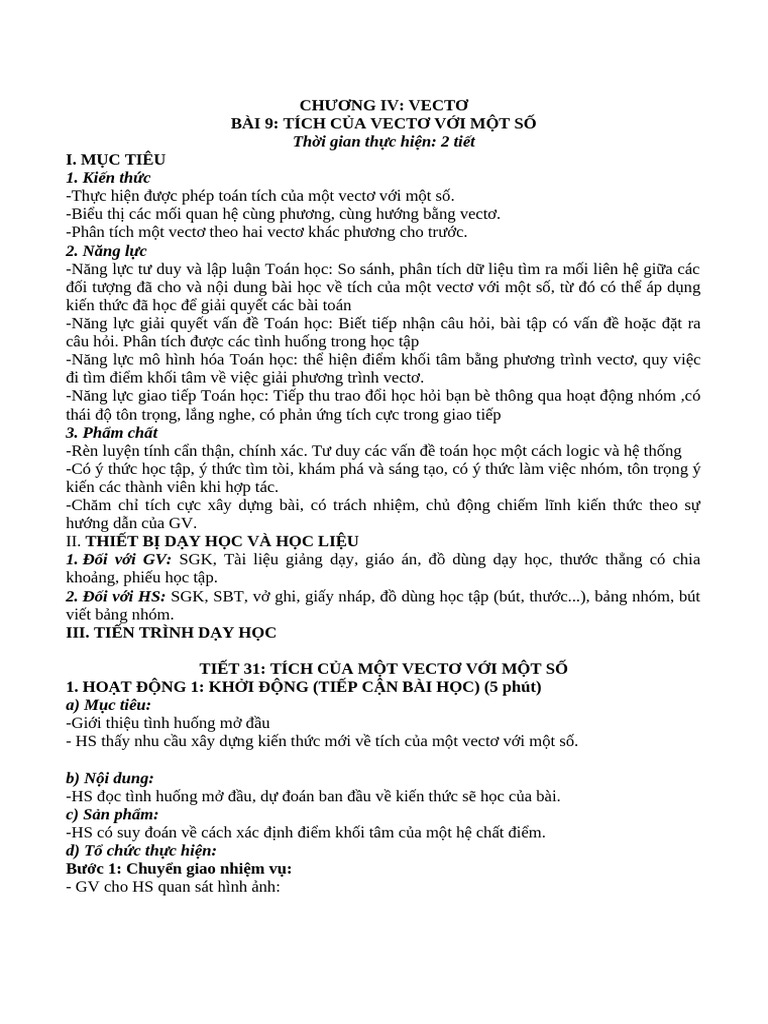 Giáo án Tích vecto với 1 số | PDF