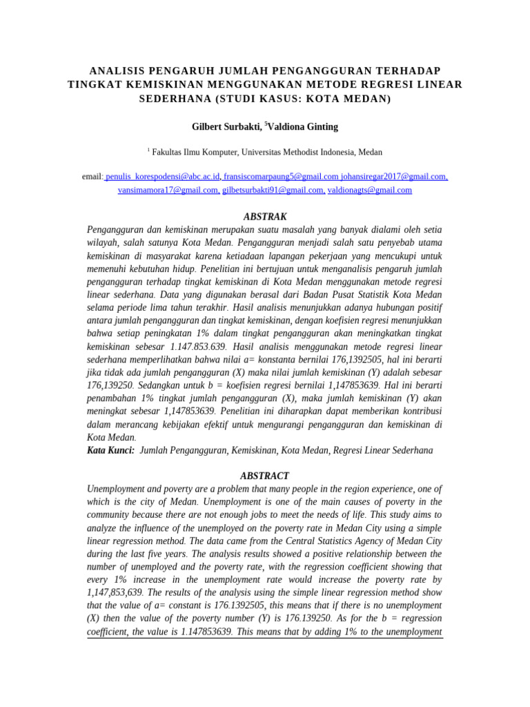 Pengangguran & Kemiskinan Medan | PDF
