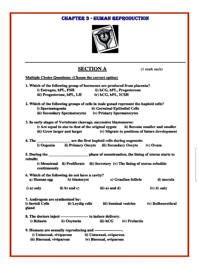 Human Reproduction Ques | PDF