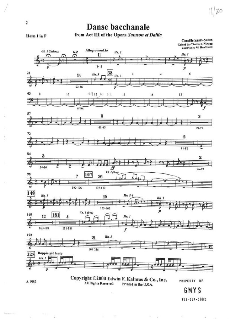 Danse Bacchanale Horn1 | PDF