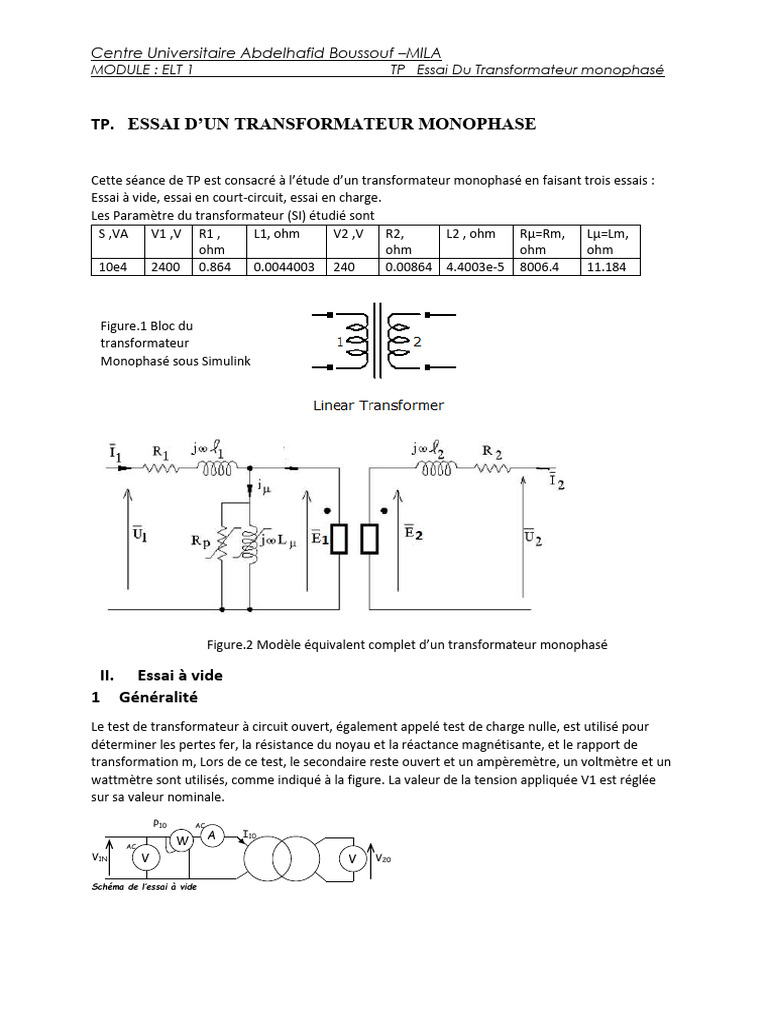 Tp4 Transformateur | PDF | Transformateur électrique | Tension électrique