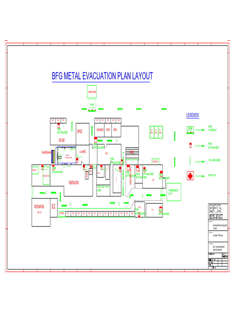 BFG Metal Evacuation Plan Layout | PDF | Machines | Manufactured Goods