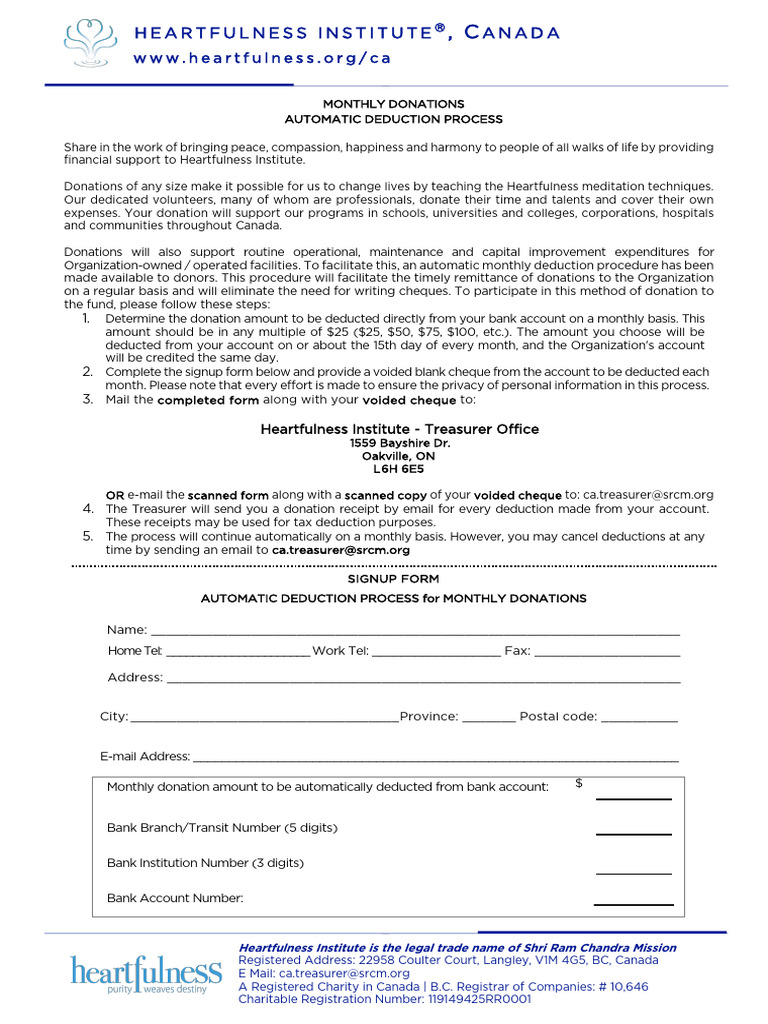 Monthly-Donations-Form | PDF | Donation | Cheque