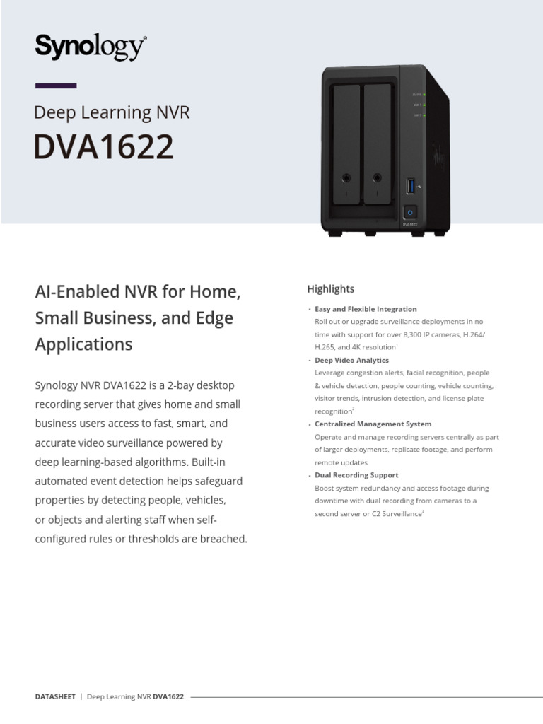 Synology_DVA1622_Data_Sheet_enu | PDF | File Transfer Protocol ...