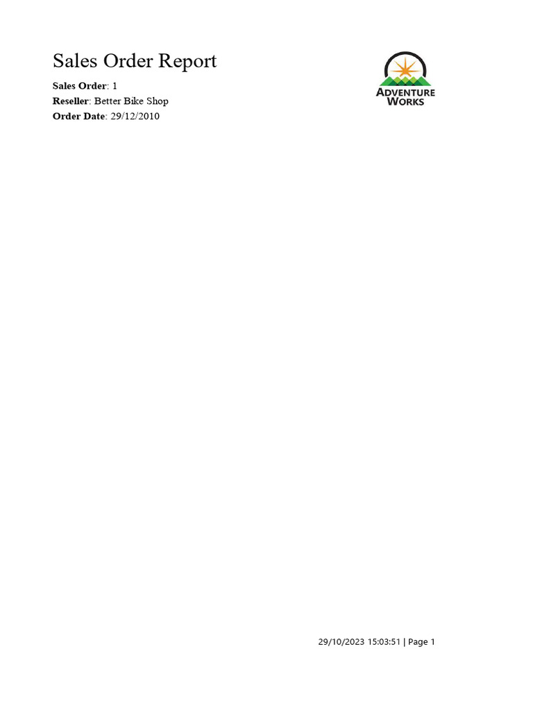 Sales Order Report:: 1: Better Bike Shop: 29/12/2010 | PDF
