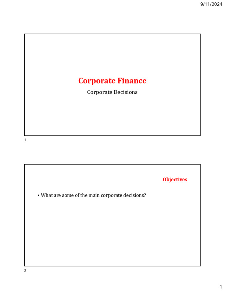 U1. CF3. Corporate Decisions | PDF | Stocks | Equity (Finance)