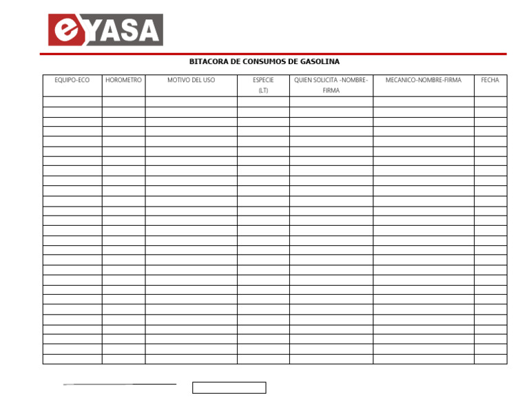 Bitacora Consumibles Gasolina | PDF