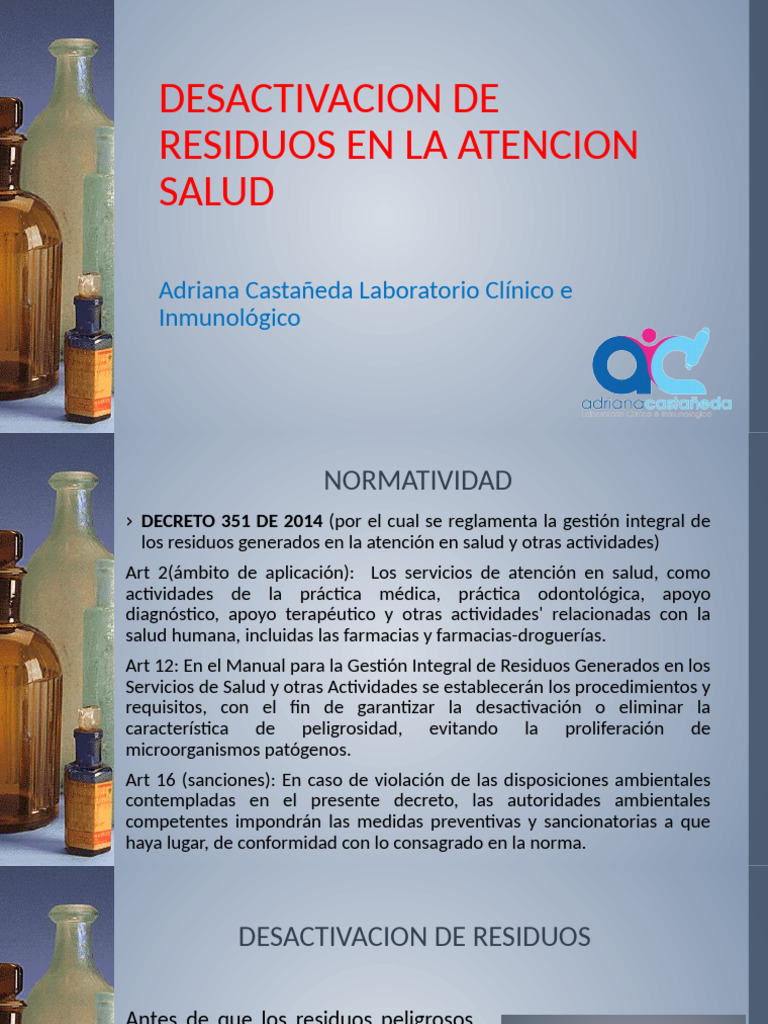 Desactivación de Residuos en Salud | PDF | Laboratorios | Residuos