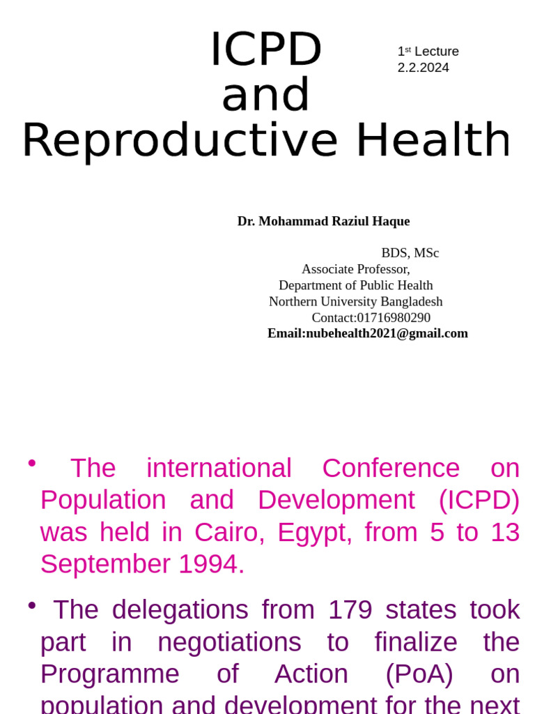 1._ICPD_and_reproductive_health_by_dr_raziul[1] | PDF | Woman ...