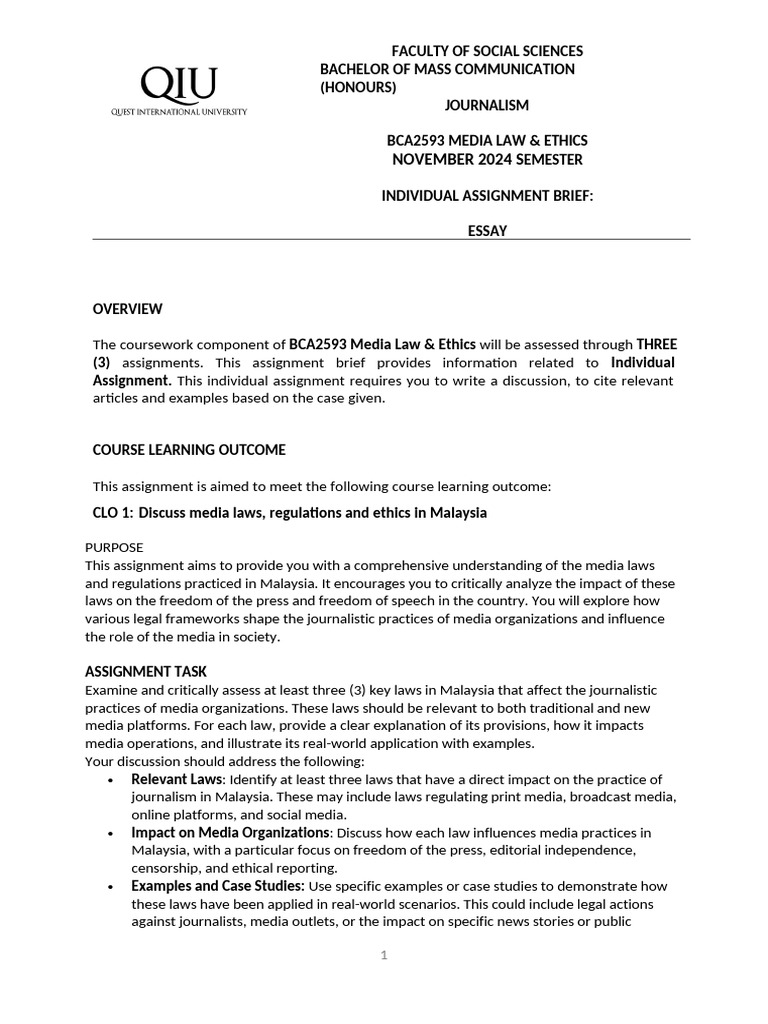 Media Law & Ethics in Malaysia Essay | PDF | Citation | Apa Style