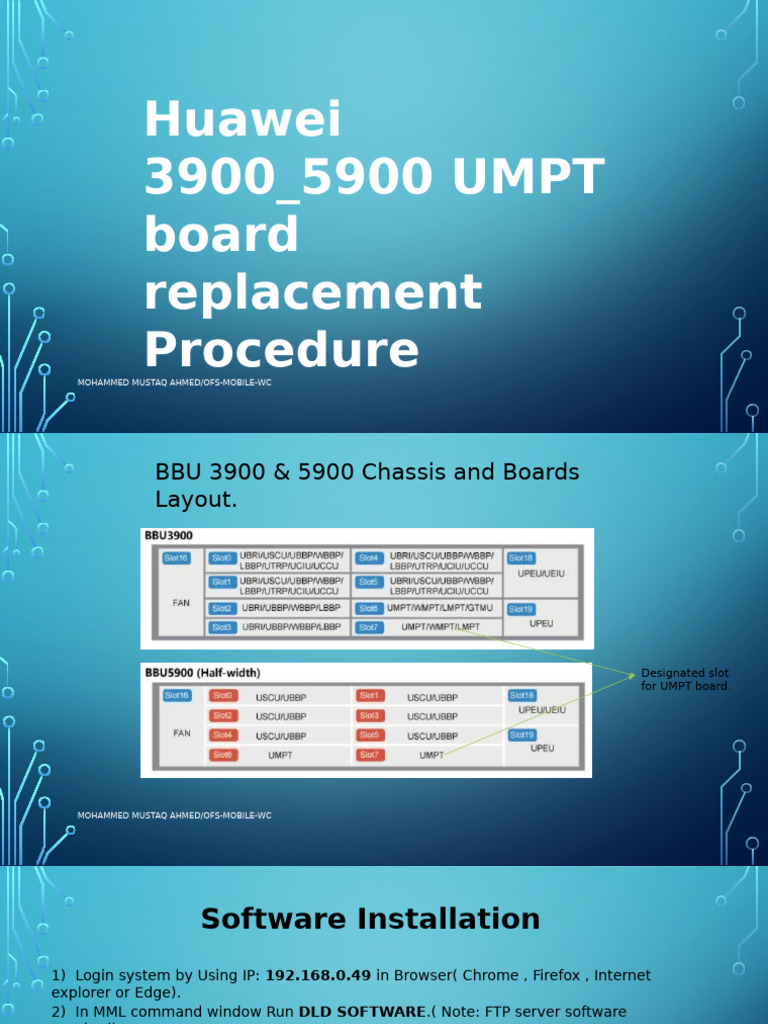 BBU 3900/5900 UMPT Board Replacement Guide | PDF