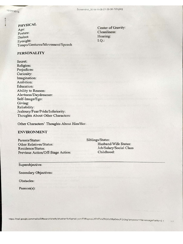 Character Study Questions | PDF