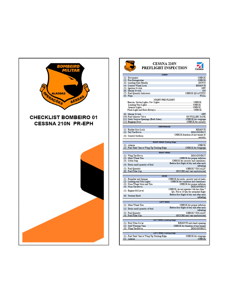 Cessna 210N Preflight Checklist | PDF | Landing Gear | Flap (Aeronautics)