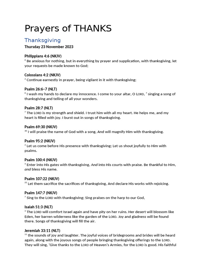 2024 12 03 Prayers of THANKS | PDF