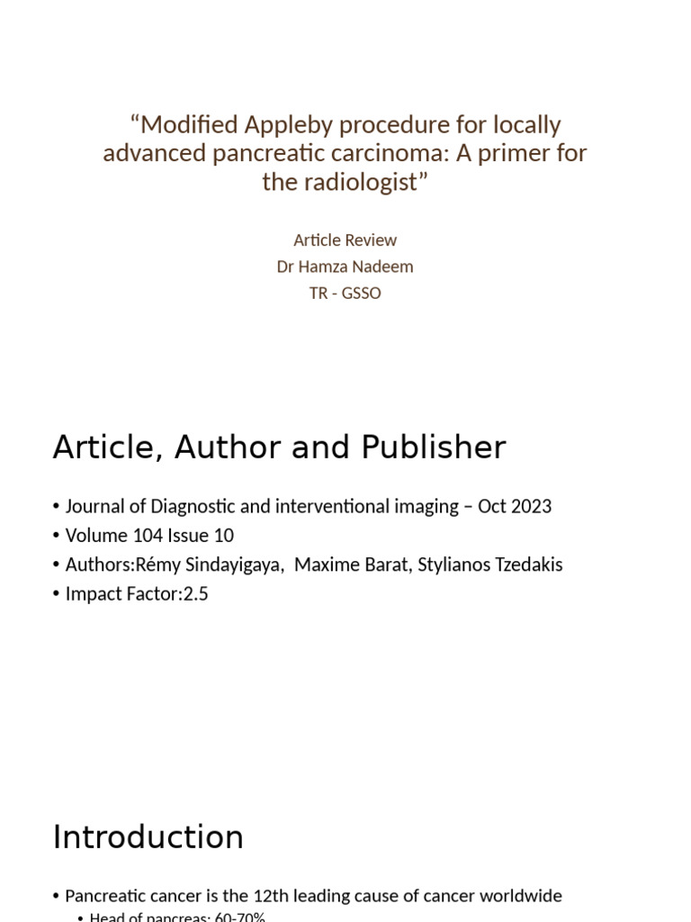 Modified Appleby Procedure Article Review | PDF | Pancreatic Cancer ...