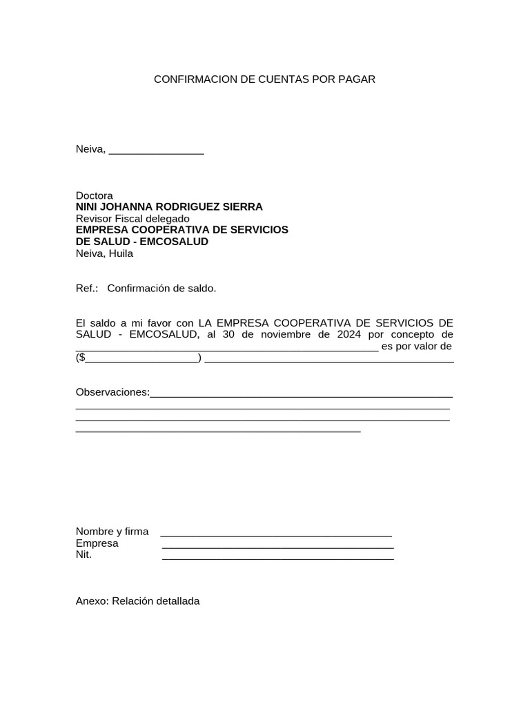 Formato A Devolver CXP 2024 | PDF