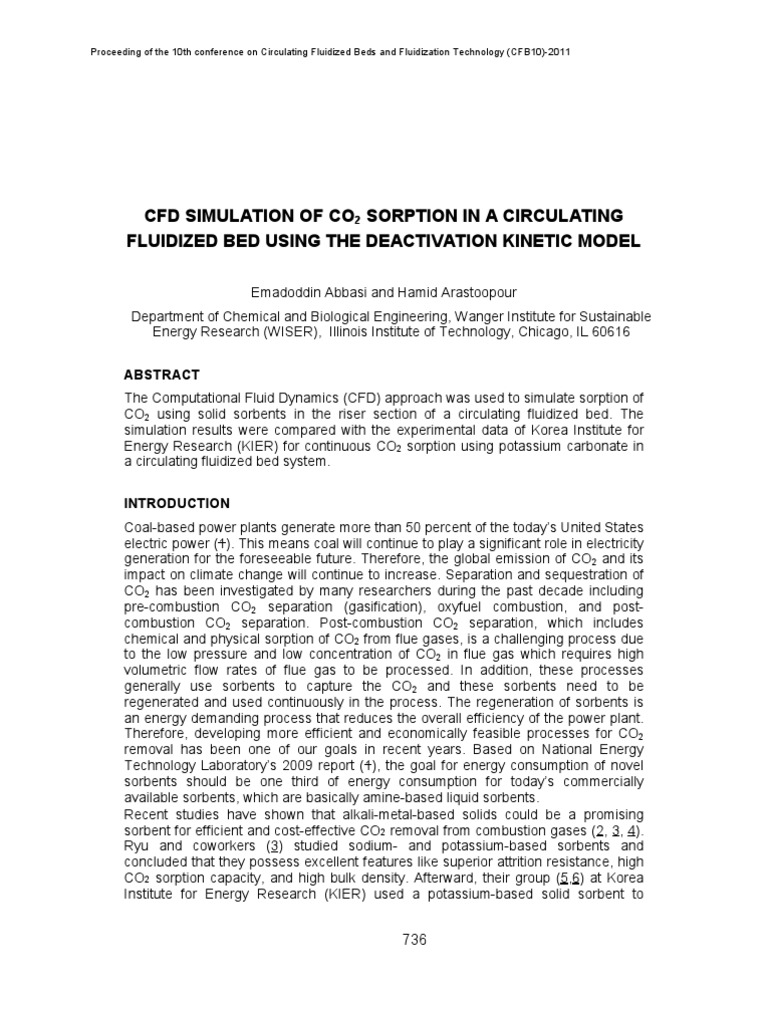 CFD Simulation of CO2 Sorption in A Circulating Fluidized Bed Using The ...