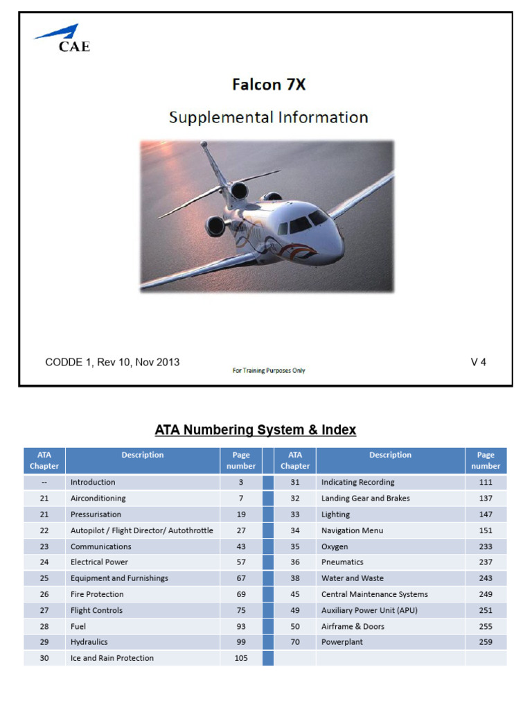 F7X CAE Supplemental Information v4 2 | PDF | Aviation | Aircraft