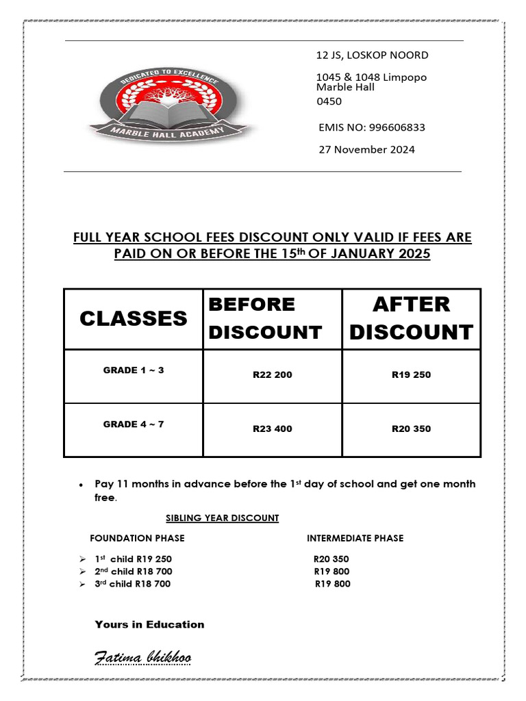 Fees Discount 2025-2 | PDF