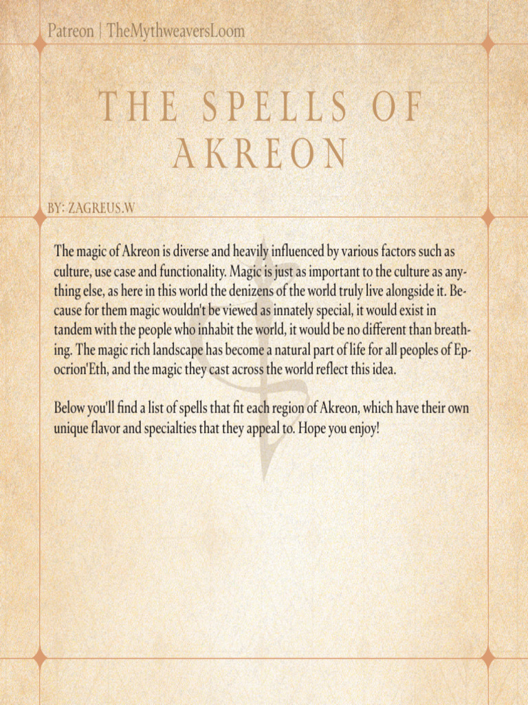 PrevSpells of Akreon | PDF