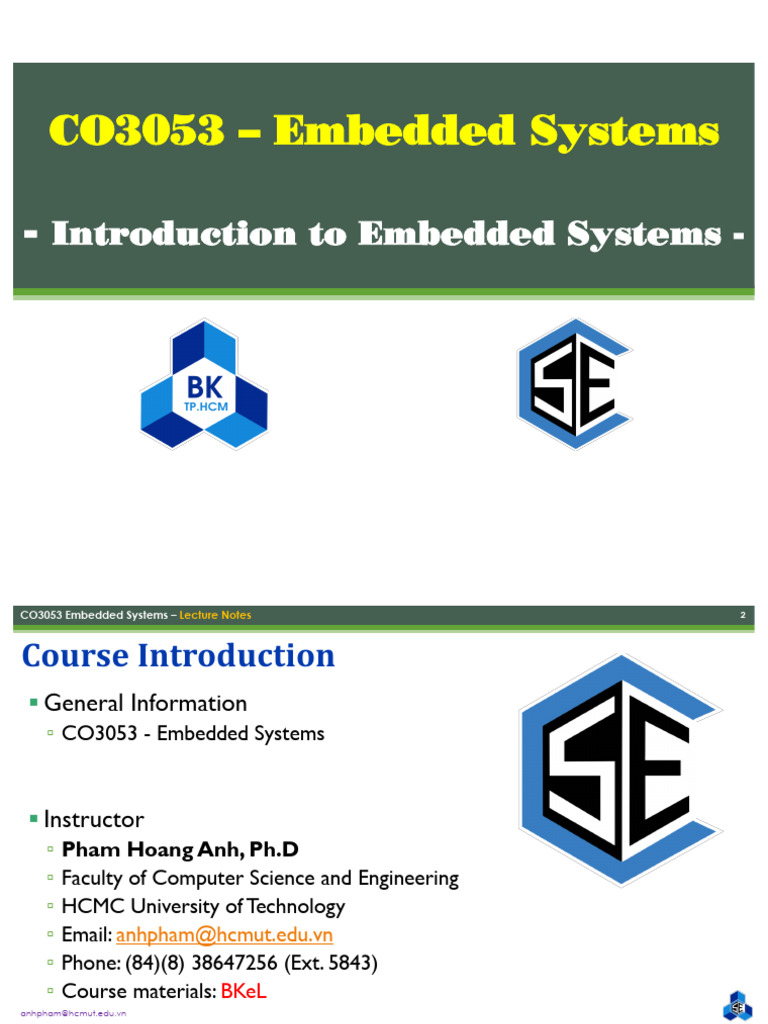 CO3053 - ES2021 - Lecture 0 - Course Introduction | PDF | Embedded System | Computer Engineering