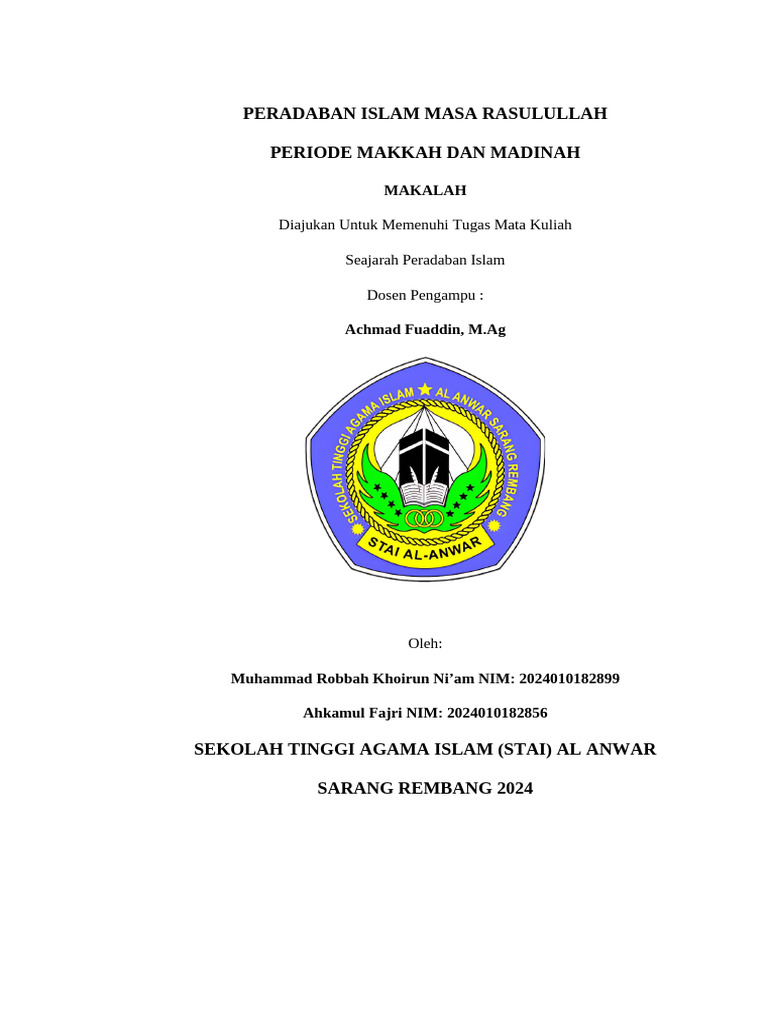 Bab 3 Peradaban Islam Masa Rasulullah Periode Makkah Dan Madinah | PDF