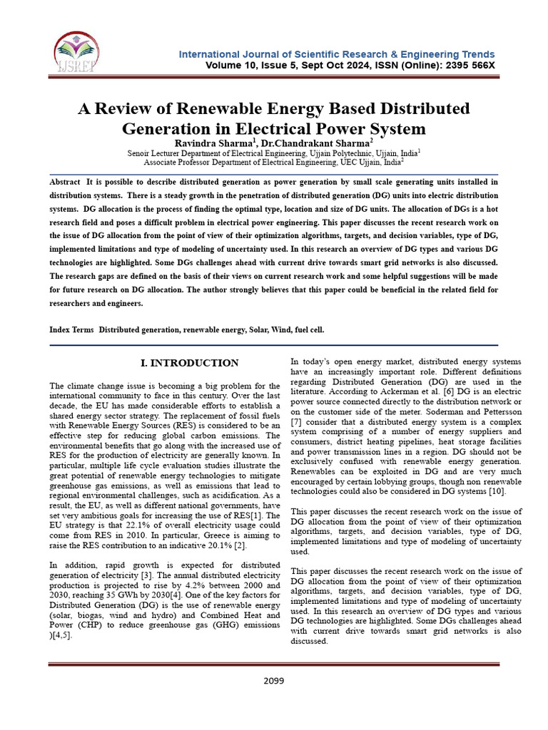 IJSRET_V10_issue5_422 (1) | PDF | Distributed Generation | Electric Generator