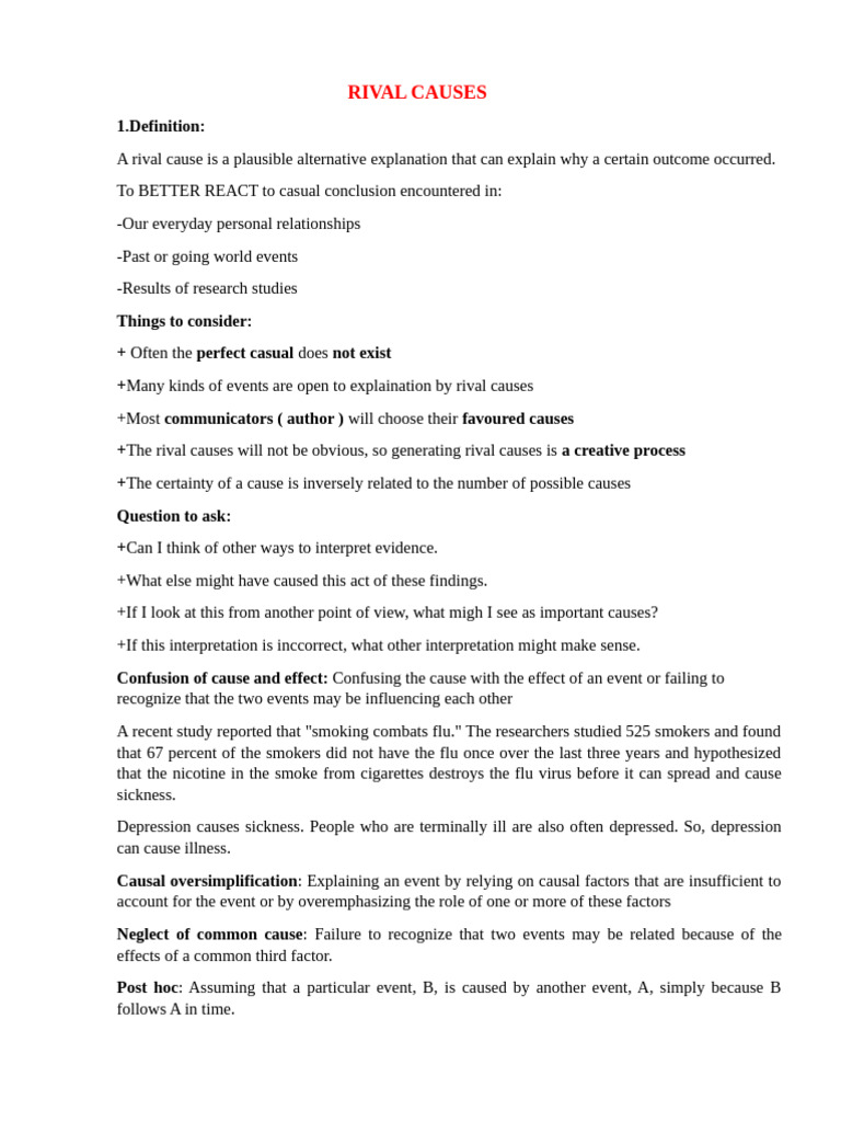 RIVAL CAUSES | PDF | Causality | Statistics