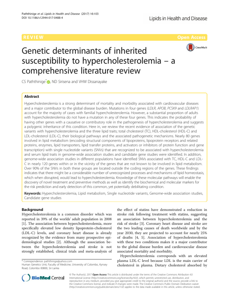 Genetic Factors in Hypercholesterolemia | PDF | Lipoprotein | Low ...