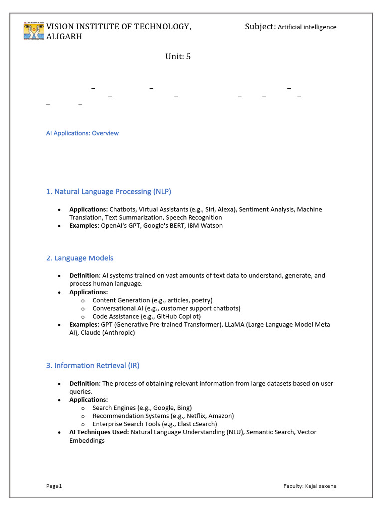 Artificial Intelligence Unit 5 | PDF | Artificial Intelligence | Intelligence (AI) & Semantics