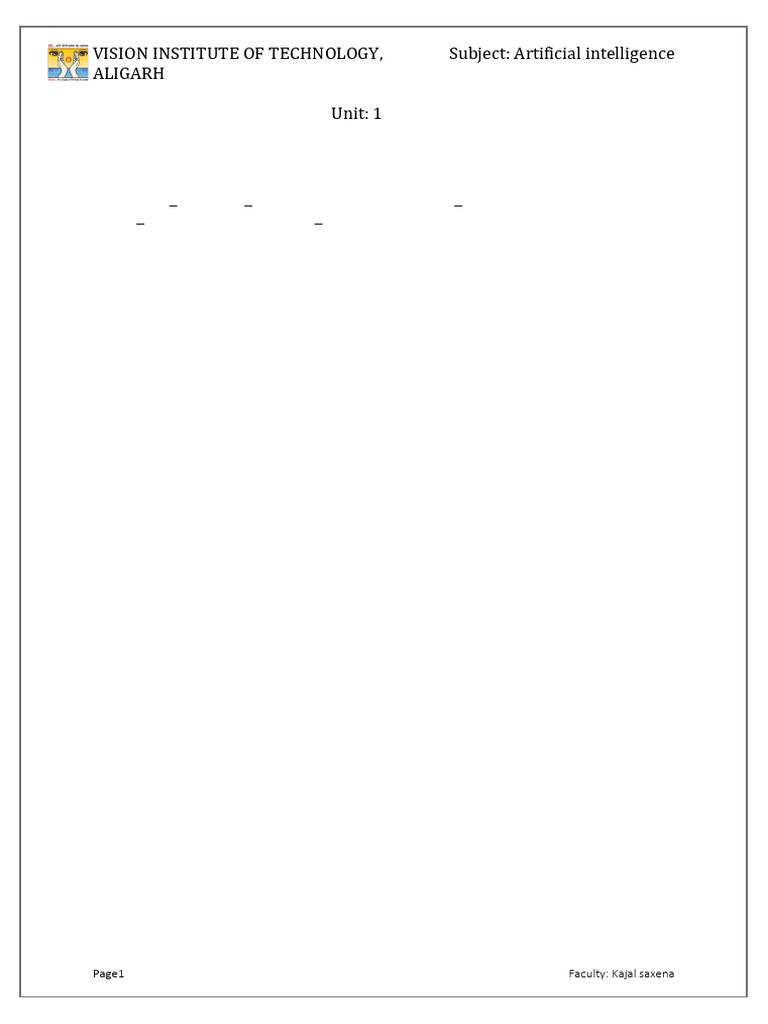 Artificial Intelligence Unit 1 Pdf Artificial Intelligence