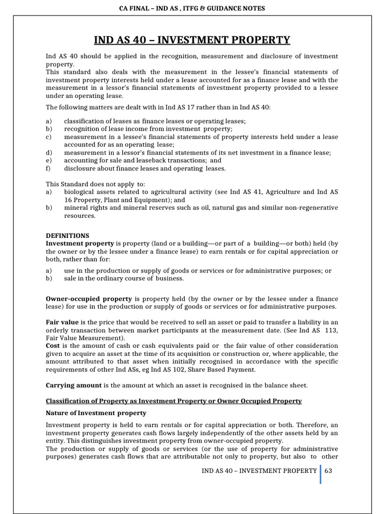 Ind As 40 - Investment Property 63-72 | PDF | Fair Value | Expense