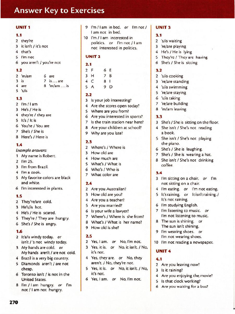 Answer Key To Exercises Basic Grammar | PDF