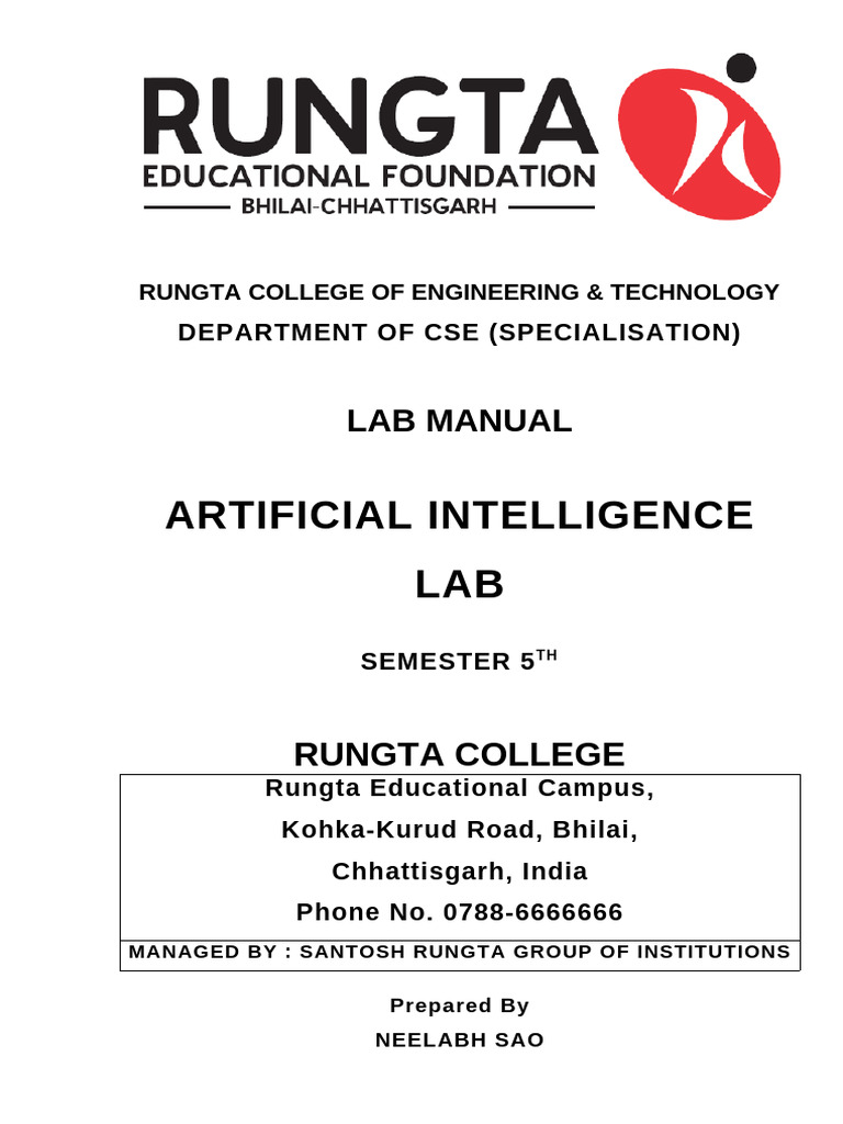 AI Lab Manual - CSE Specialization | PDF | Algorithms | Computer Programming