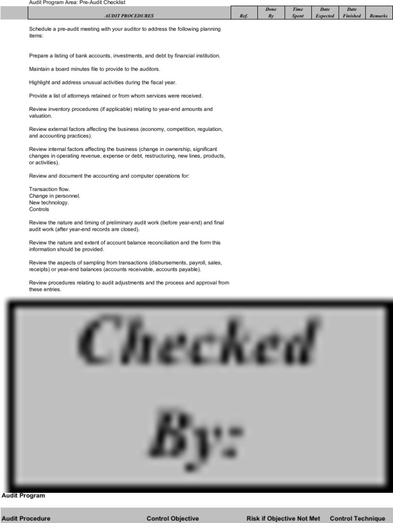 Pre-Audit Preparation Checklist | PDF | Business | Finance & Money ...