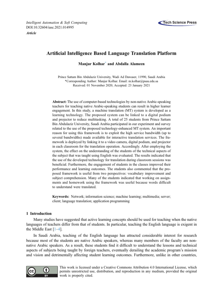 Artificial Intelligence Based Language Translation | PDF | Cloud ...